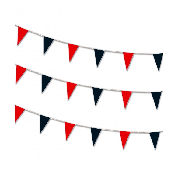 Guirlande pavillon luxe 5m noir et rouge| Fêtes en folie Guirlande pavillon luxe 5m noir et rouge| Fêtes en folie