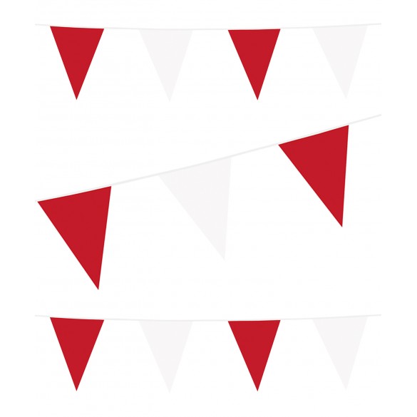 Guirlande pavillon rouge et blanc 10m| Fêtes en folie Guirlande pavillon rouge et blanc 10m| Fêtes en folie